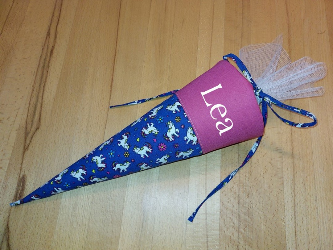Mini School Cone With Name, Preschool Cone, Sugar Cone Unicorn Blue ...