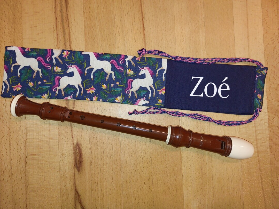 Flute Bag With Name, Flute Bag Unicorn Motif Dark Blue with Optional ...