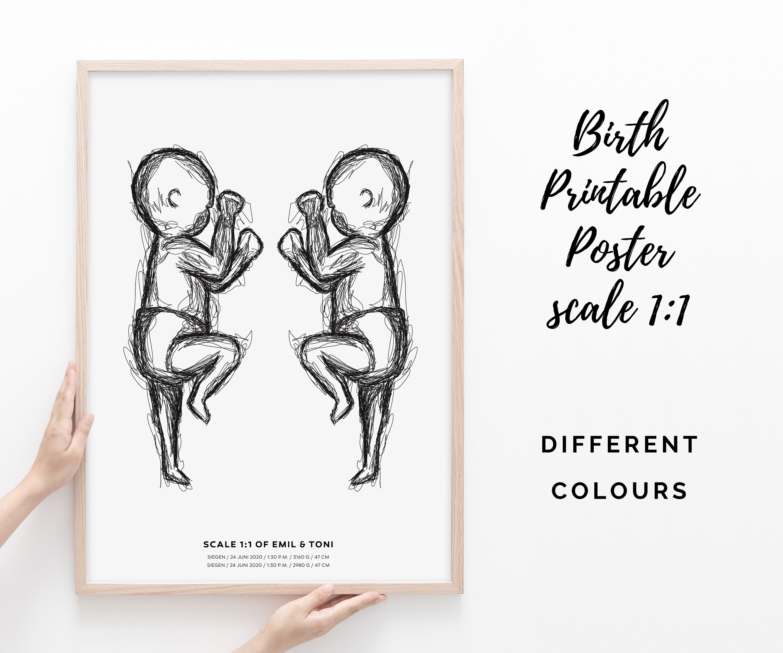 Digital Prints Digital files The Baby Birth Poster 1:1 Scale ...