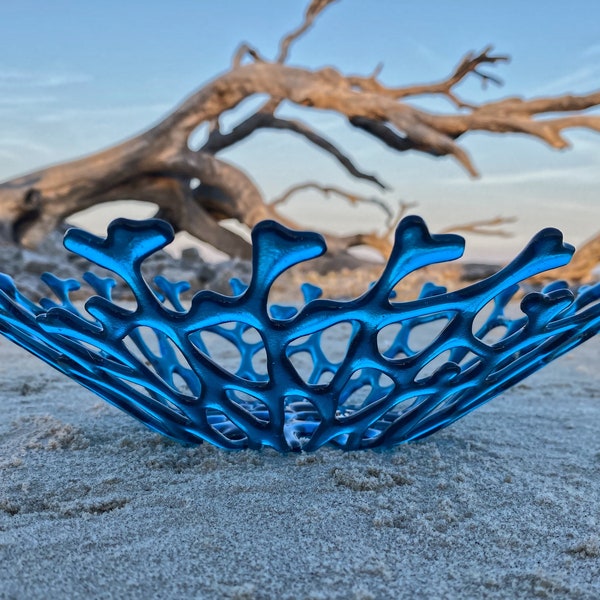 Fused Glass Coral Bowl - Etsy