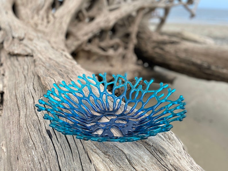 Caribbean Sea Glass Coral Bowl - Etsy