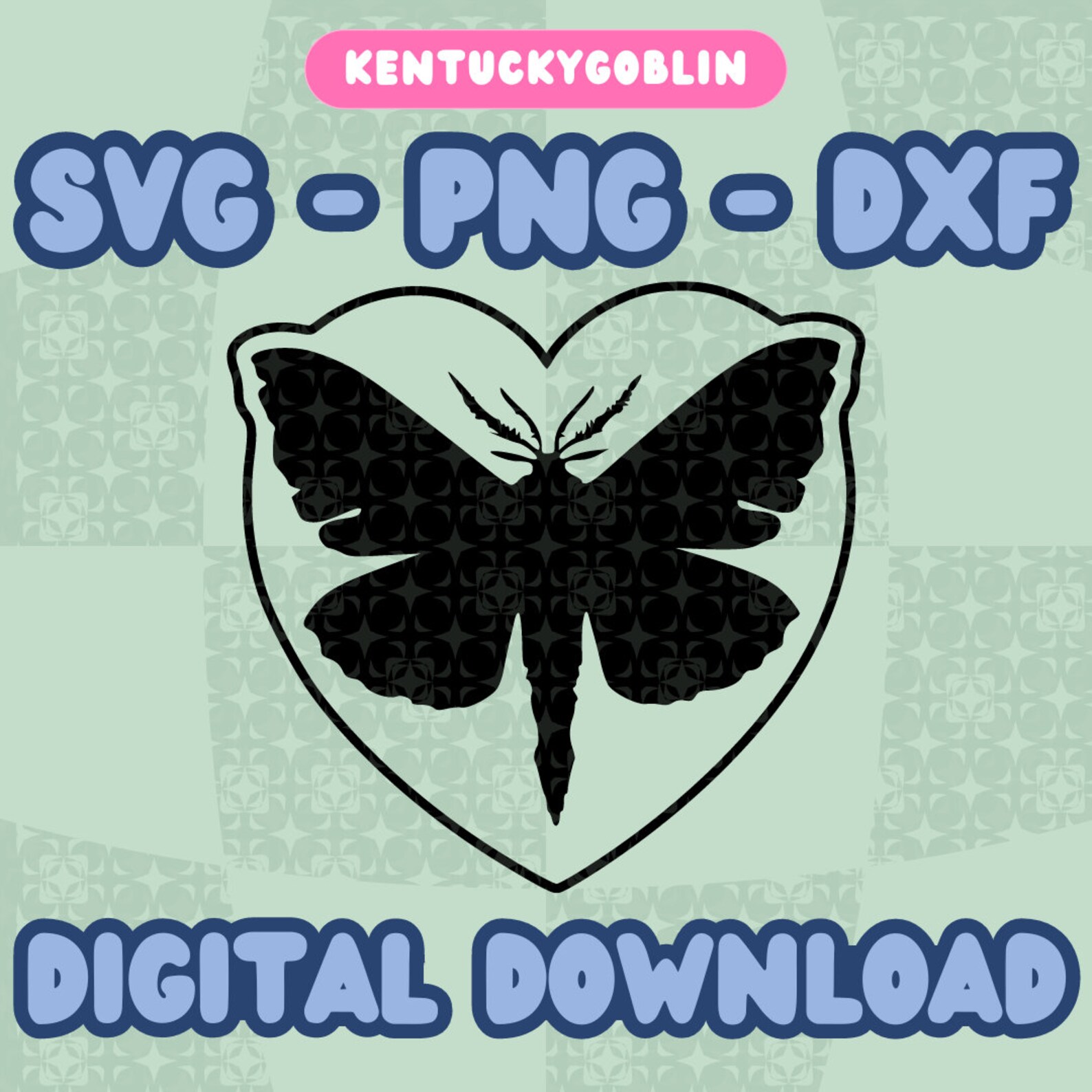 SVG PNG DXF Moth Heart Goth Cutting File Cricut File Ornament File ...