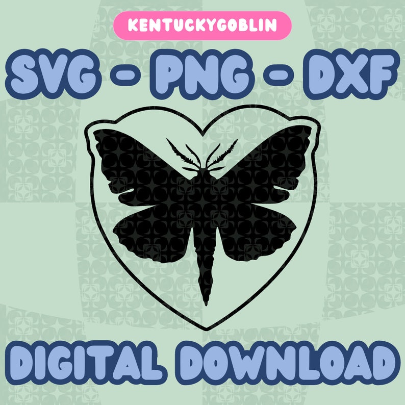 SVG PNG DXF Moth Heart Goth Cutting File Cricut File Ornament File ...