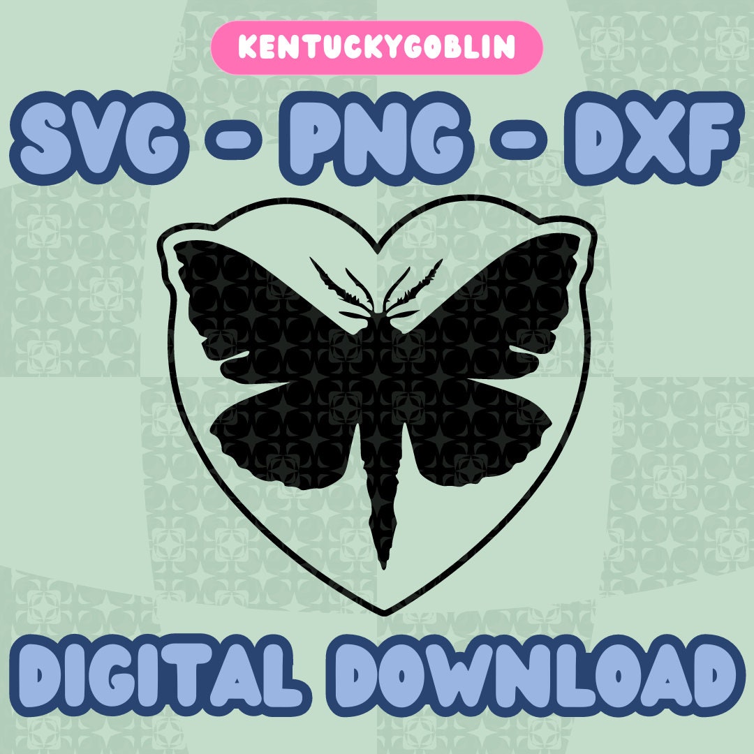 SVG PNG DXF Moth Heart Goth Cutting File Cricut File Ornament File ...