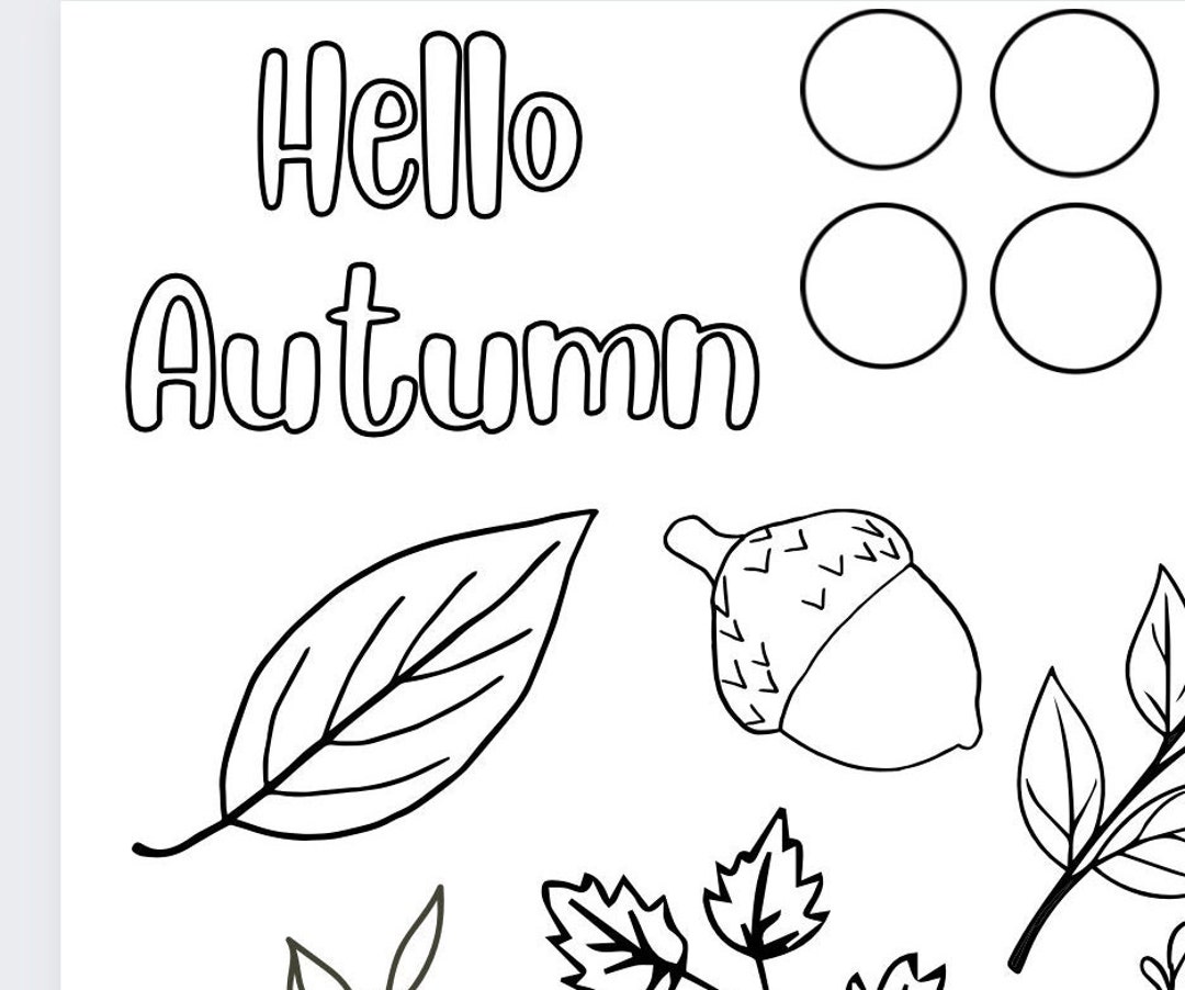 Hello Autumn Coloring Page - Etsy