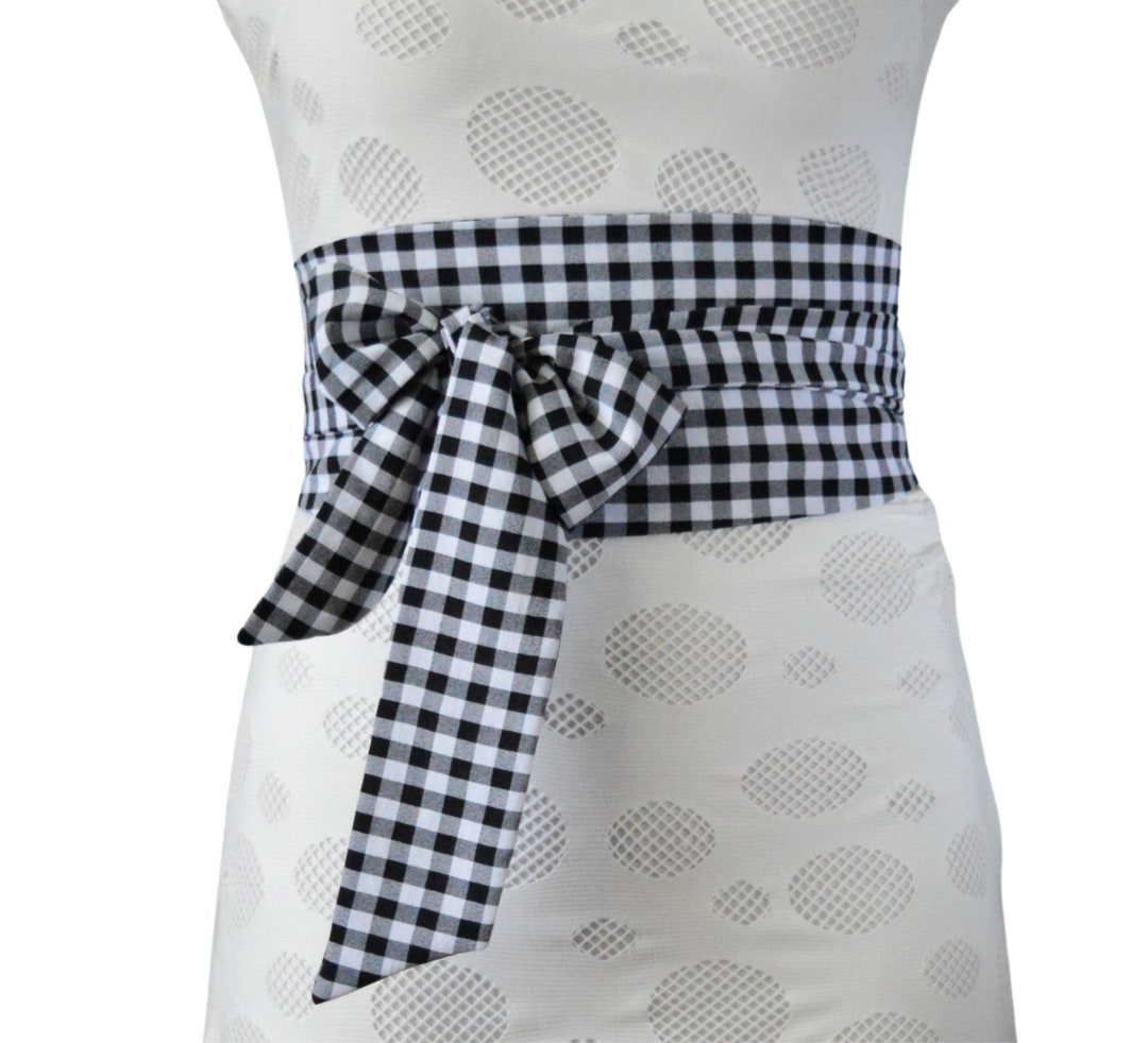 Black and White Gingham Obi Belt, Plaid Belt for Women, Vichy Wrap ...