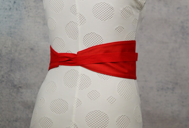 Reversible Obi Belt, Pink Tartan and Solid Red Fabric Belt, Wide Wrap ...