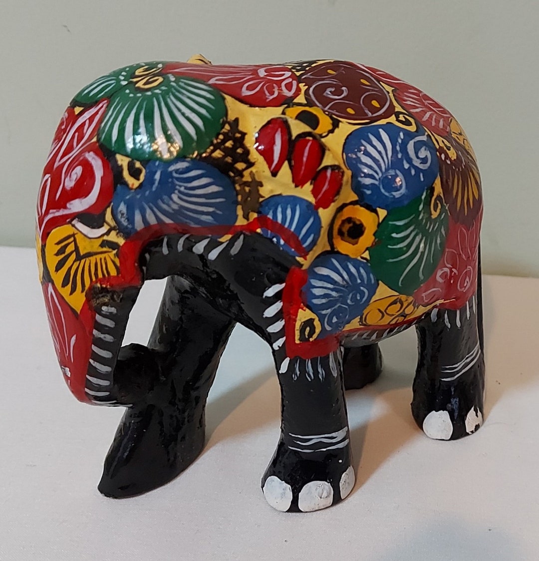 Sri Lanka Handmade Wooden Elephant, Handpainted Ceylon - Etsy