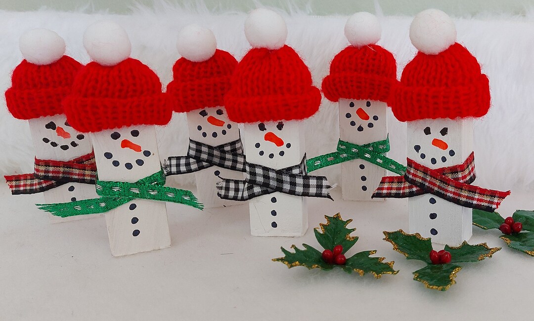 Wood Block Snowman / Handcrafted / Table Decor / Desk Decor / Primitive ...
