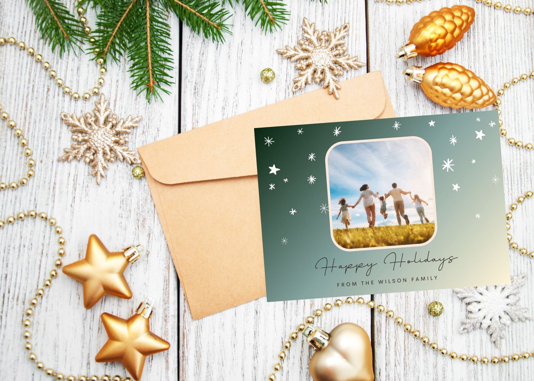 Merry Christmas Template 5x7 Christmas Card Template Holiday - Etsy