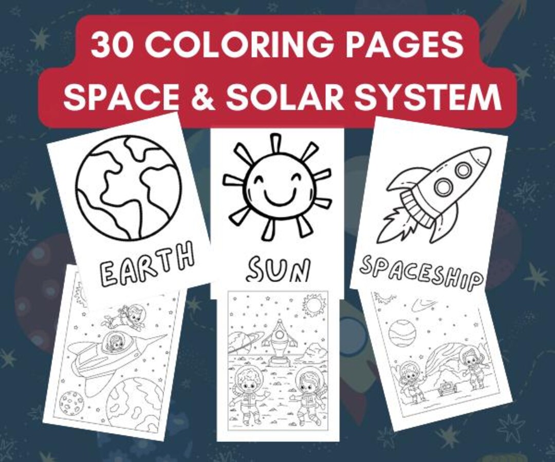 30 Printable Space & Solar System Coloring Pages for Toddlers, Digital ...