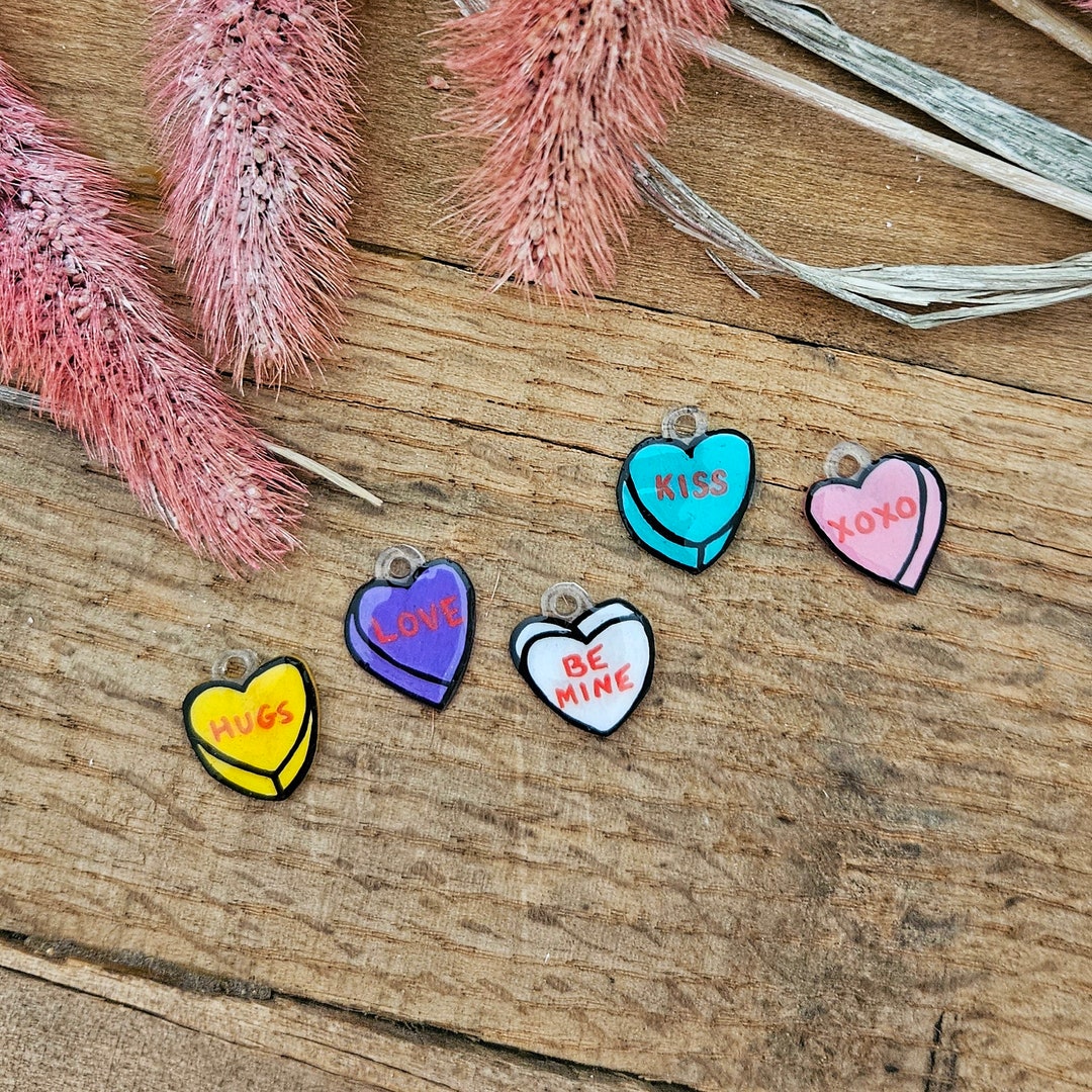 Conversation Hearts Stitch Markers - Progress Keepers, Charms, Plastic ...