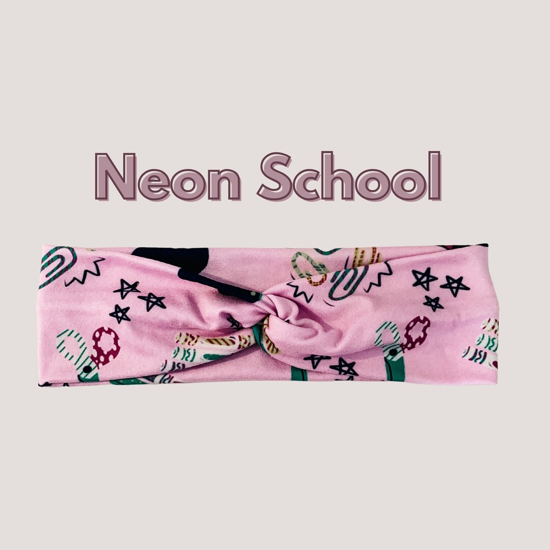 Neon School Soft and Stretchy Adult Turban Headband, Headbands for ...