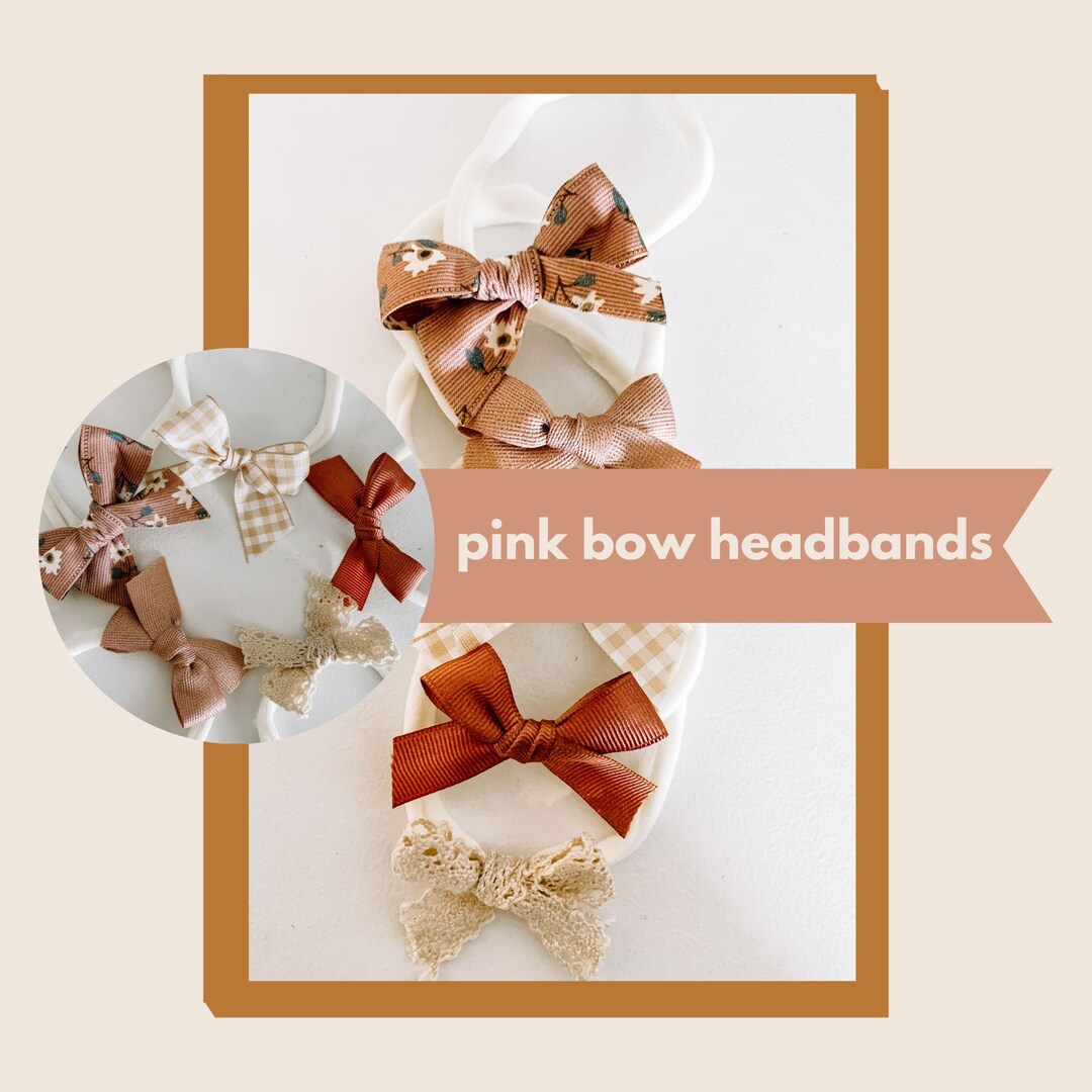 Pink and Neutral Bow Headbands for Girls Newborn Baby Bow - Etsy