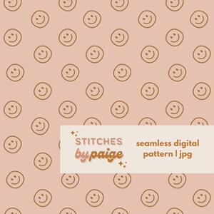Pink and Orange Smiley Faces, Seamless Pattern, Digital Patterns ...