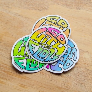 Waterproof Vinyl Sticker - Go With the Flow Rainbow Gradient - Etsy