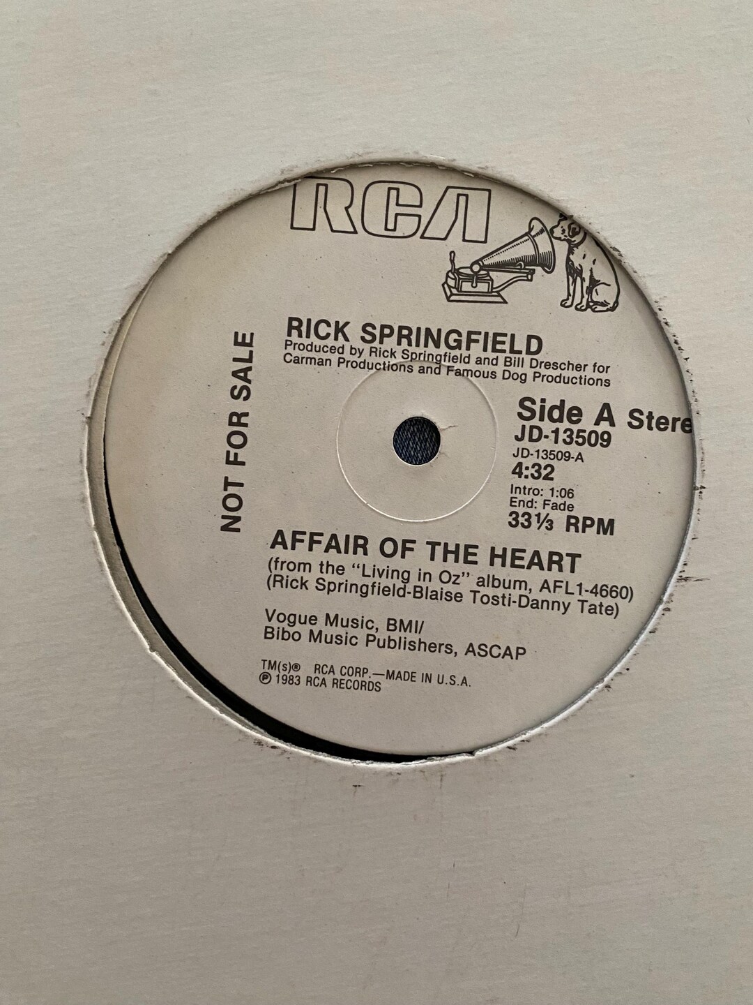 Rick Springfield Affair of the Heart 12 Vinyl Rare Promo - Etsy