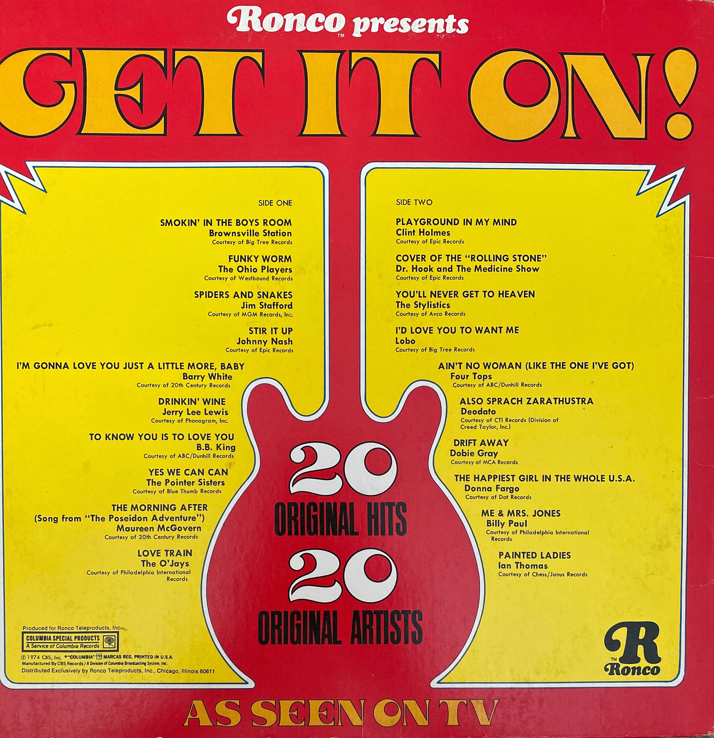 Ronco Presents Get It On! LP Barry White, O’jays, Four Tops - Etsy
