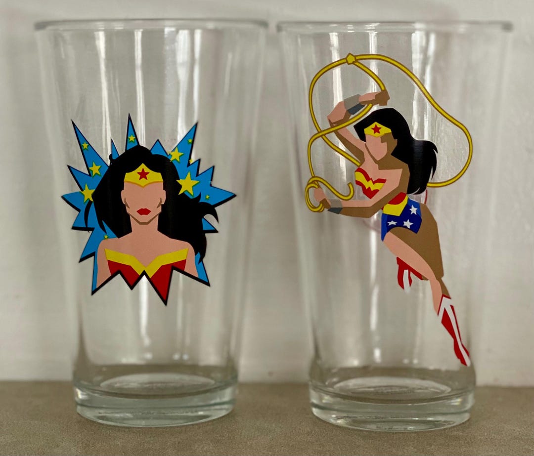 Retro Wonder Woman Drinking Glasses Set of 2 - Etsy