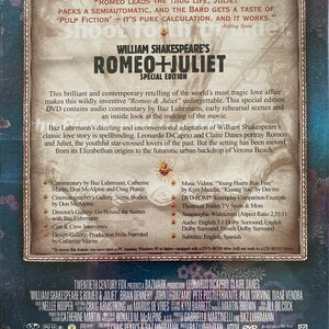 William Shakespeare’s Romeo & Juliet DVD Special Edition - Etsy
