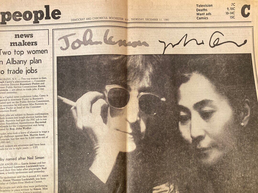 John Lennon Yoko Ono Newspaper Section - Etsy