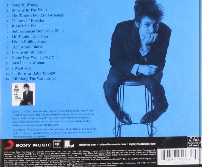 Bob Dylan the Best of the Original Mono Recordings CD - Etsy