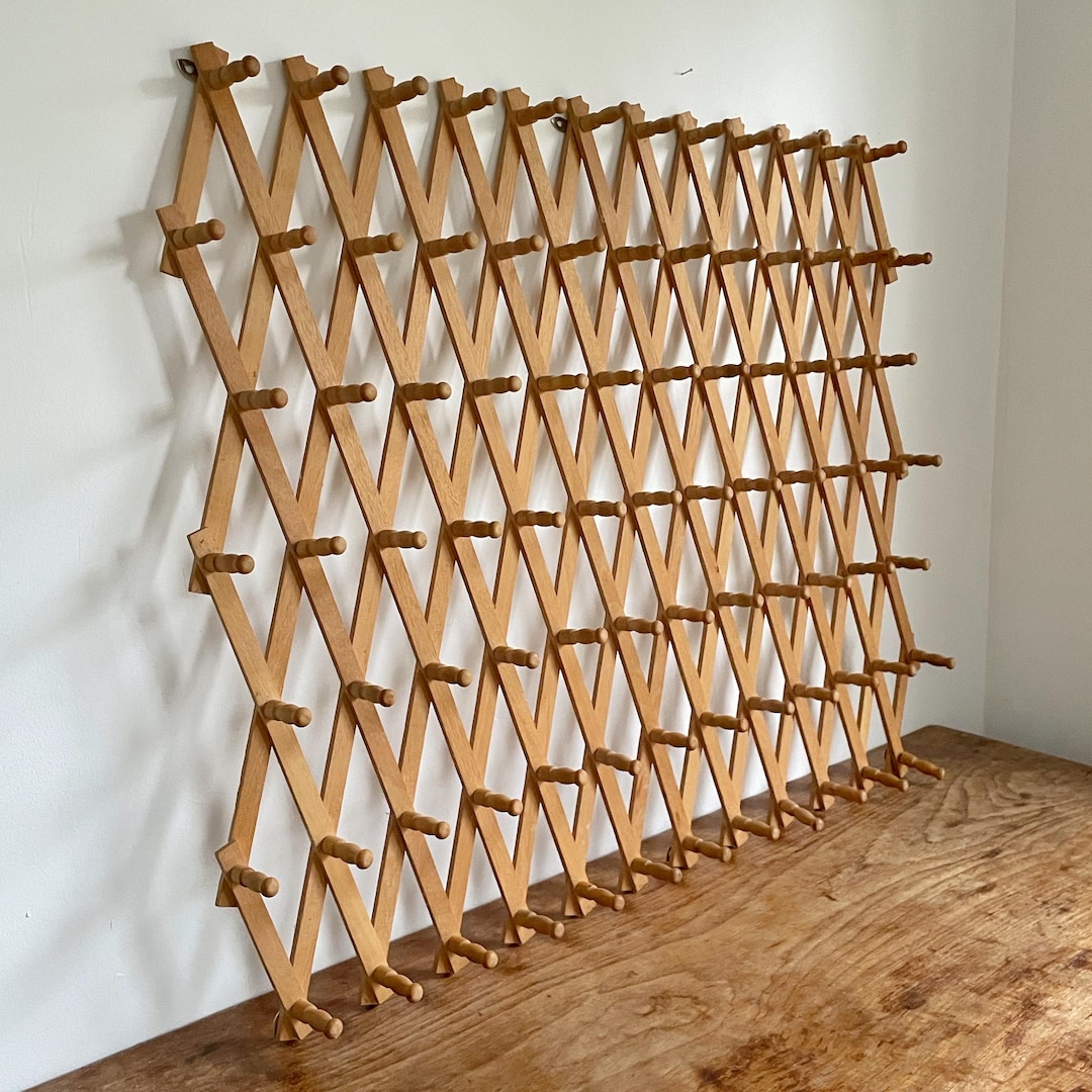 Vintage Extra Large Accordion Peg Rack 87 Peg Wooden Hanger Expandable ...