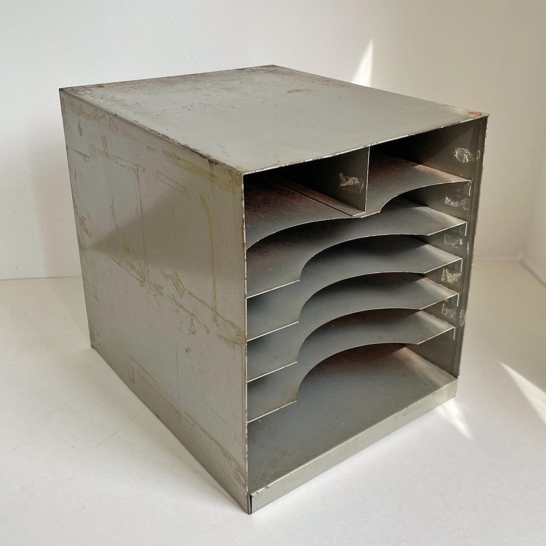 Vintage Metal Paper Organizer | Midcentury Industrial Desk Organizer - Etsy