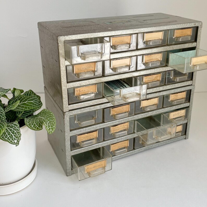 Vintage 24 Drawer Parts Cabinet Industrial Metal Storage and Organizer ...