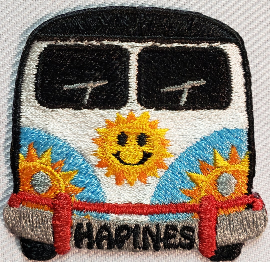 Iron on Patch, Embroidered Bus Patch, Hapines Bus - Etsy