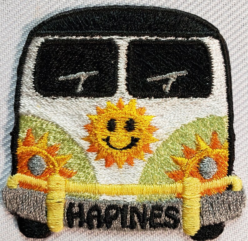 Iron on Patch Embroidered Bus Patch Hapines Bus - Etsy