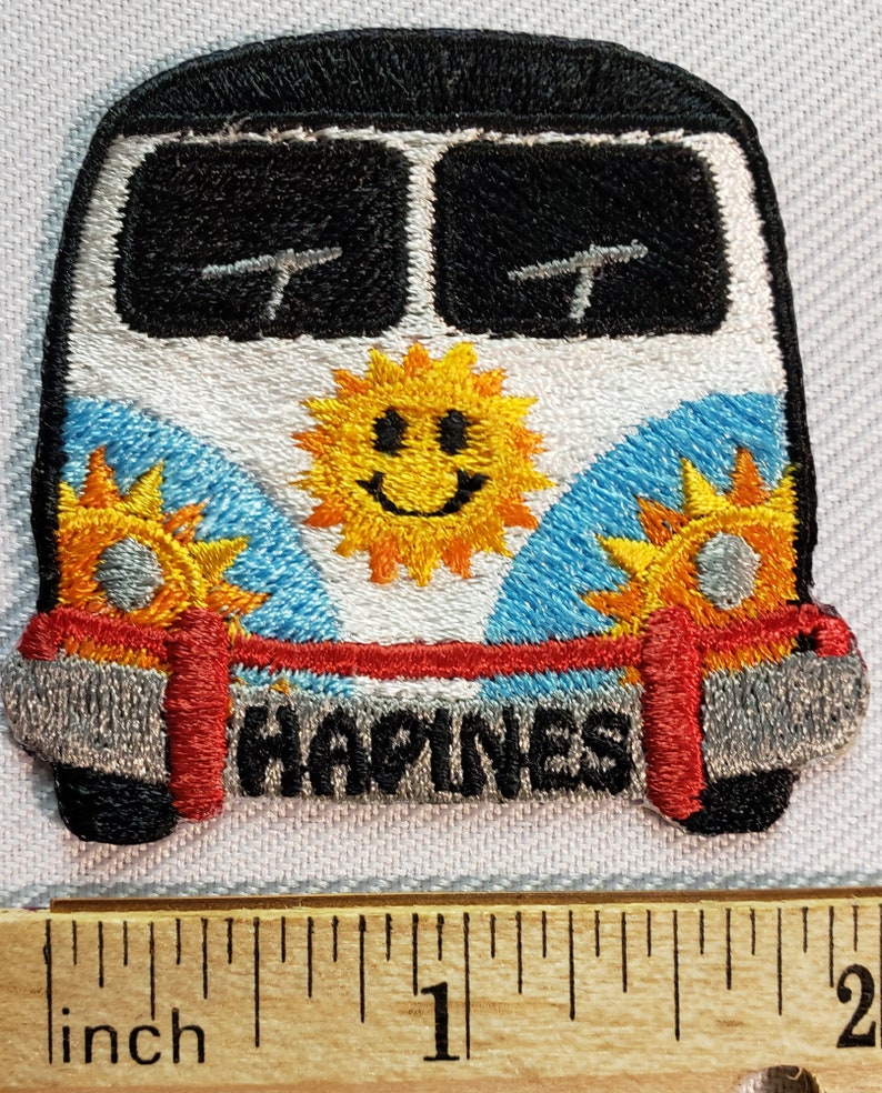 Iron On Patch Embroidered Bus Patch Hapines Bus | Etsy