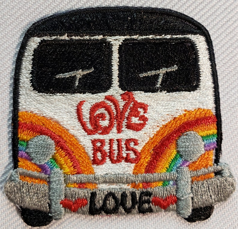 Iron on Embroidered Patch Love Bus Hippie Bus - Etsy
