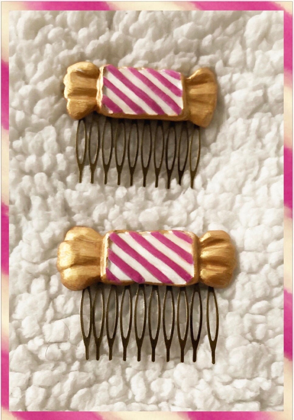 Pair of Sweet candy ceramic hair combs retro style | Etsy