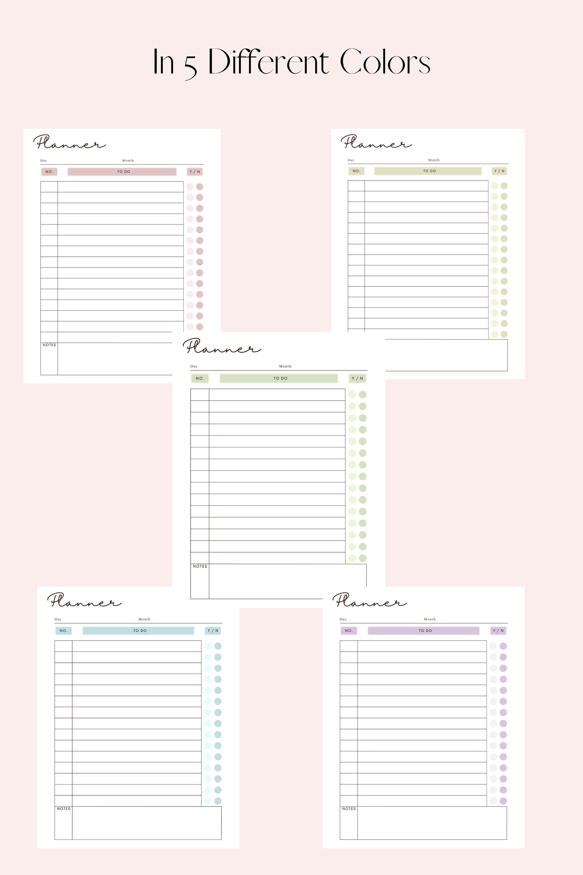 5 Color Printable Daily Planner Goodnotes, Daily Task List Template ...