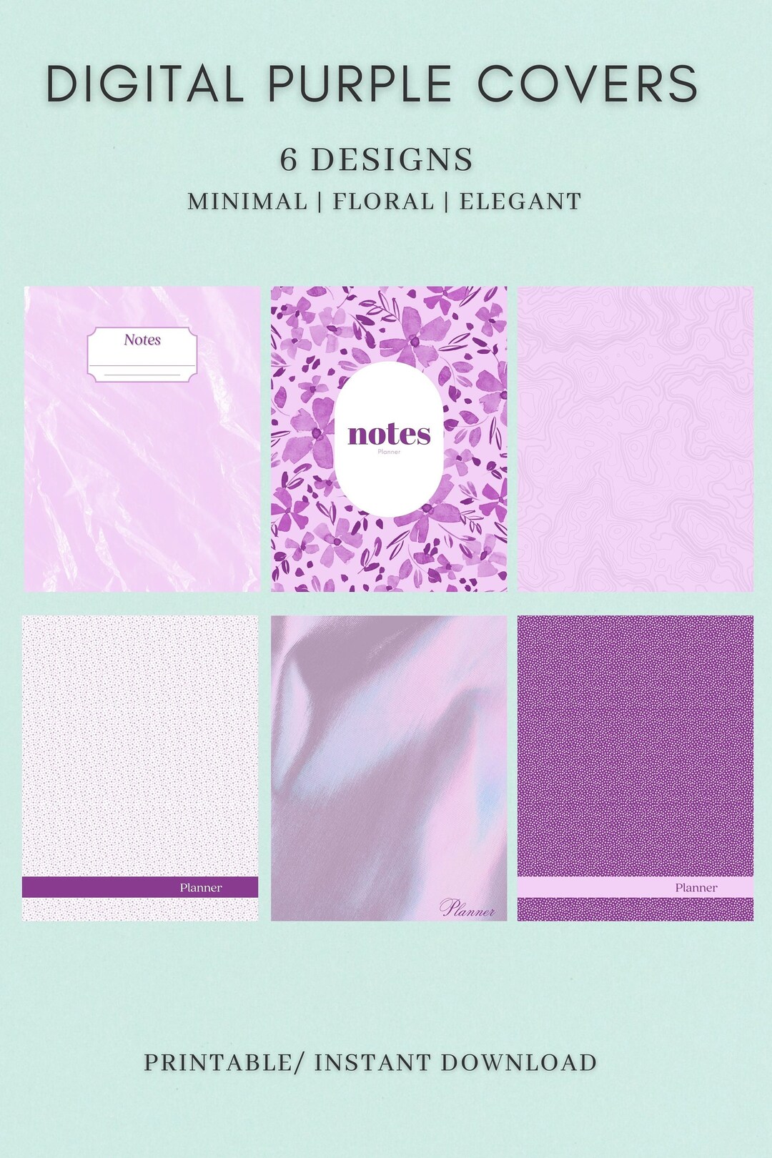 Digital Goodnotes Purple Covers - Printable, Instant Download, Notebook ...