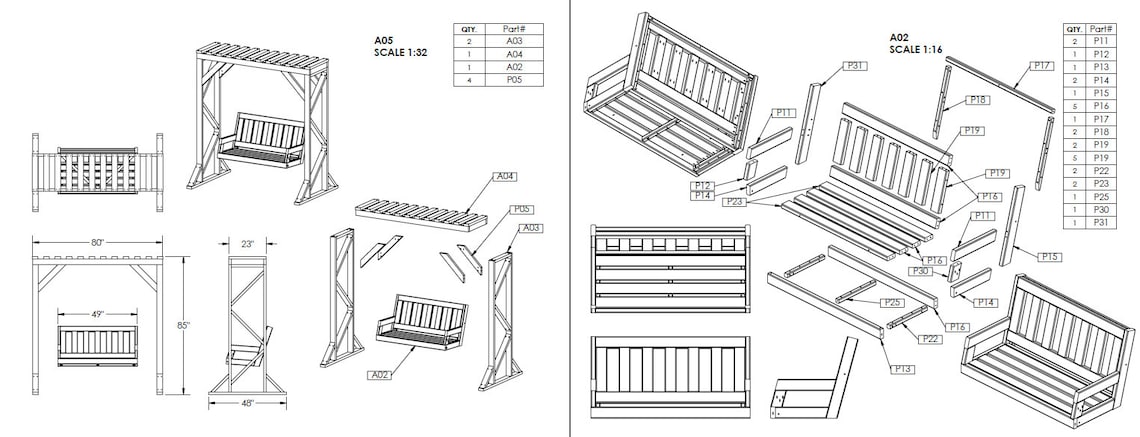 DIY 2x4 Bench Swing and Frame Plans | Etsy