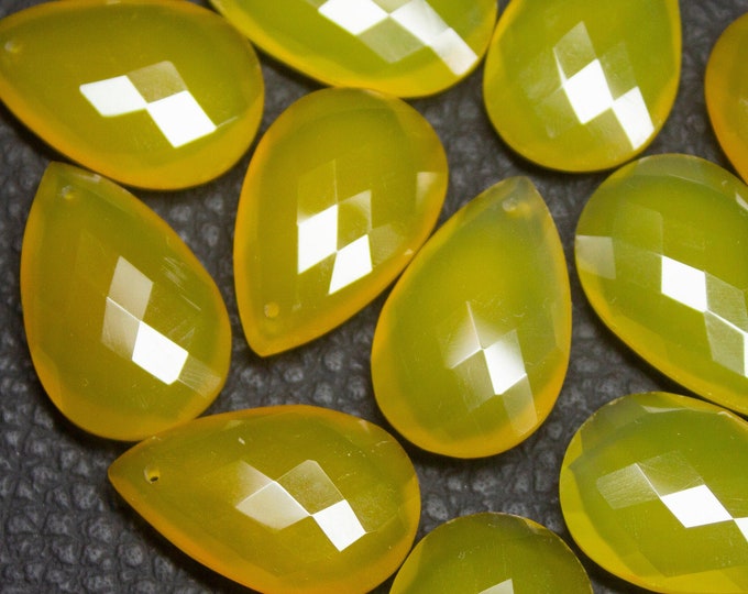 6pc, 25x15mm, Green Andalusite Quartz Faceted Pear Shape Briolettes ...