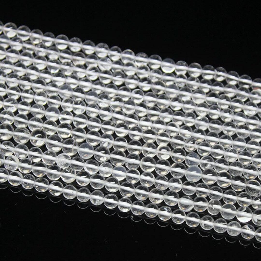 5 Strands White Quartz Crystal Smooth Round Ball Loose Gemstone Beads ...