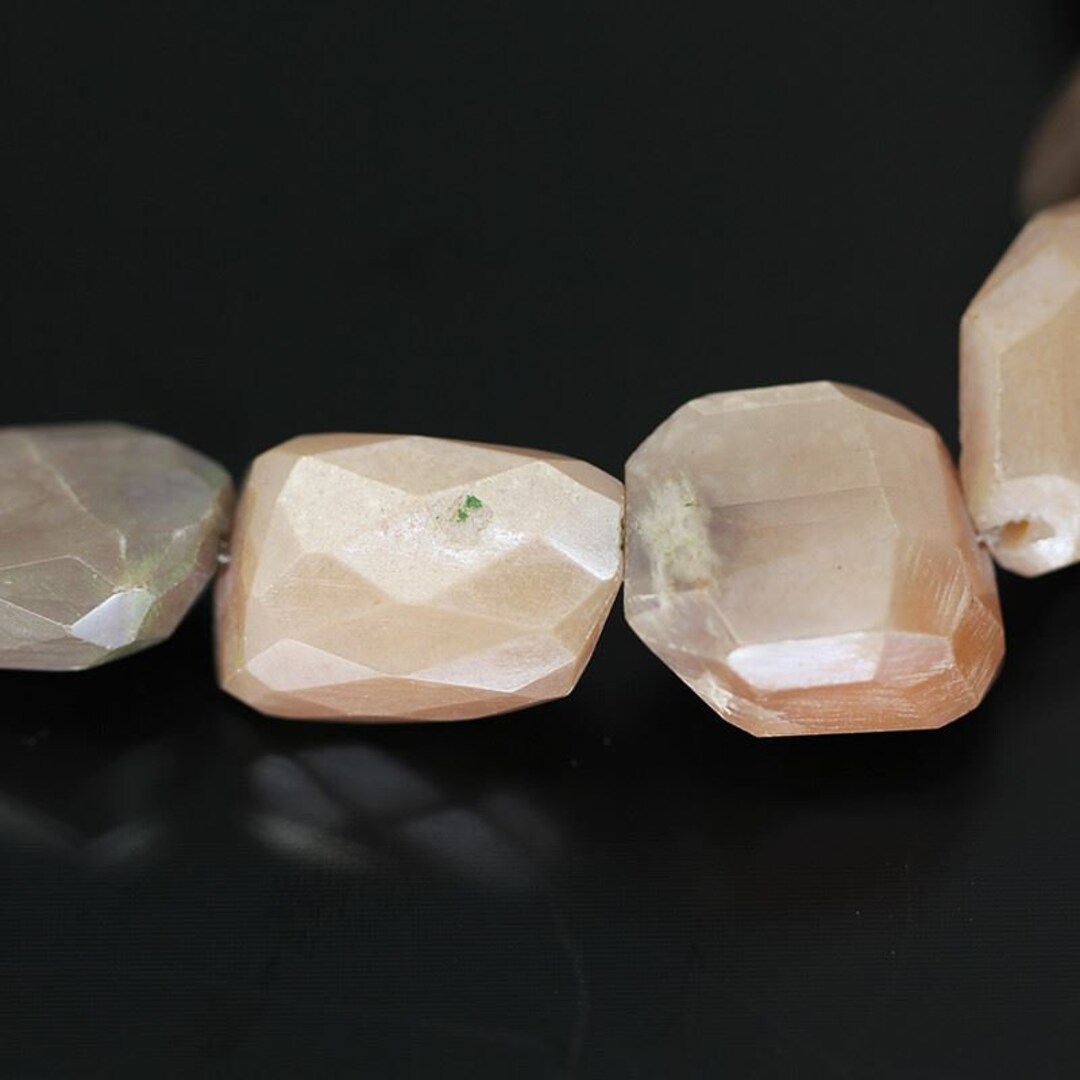 Natural Peach Moonstone Tumble Nugget Faceted Loose Gemstone Beads 15mm ...