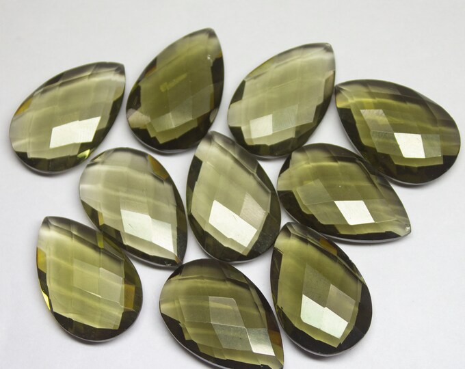 6pc, 25x15mm, Green Andalusite Quartz Faceted Pear Shape Briolettes ...