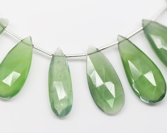 6pc, 25x15mm, Green Andalusite Quartz Faceted Pear Shape Briolettes ...