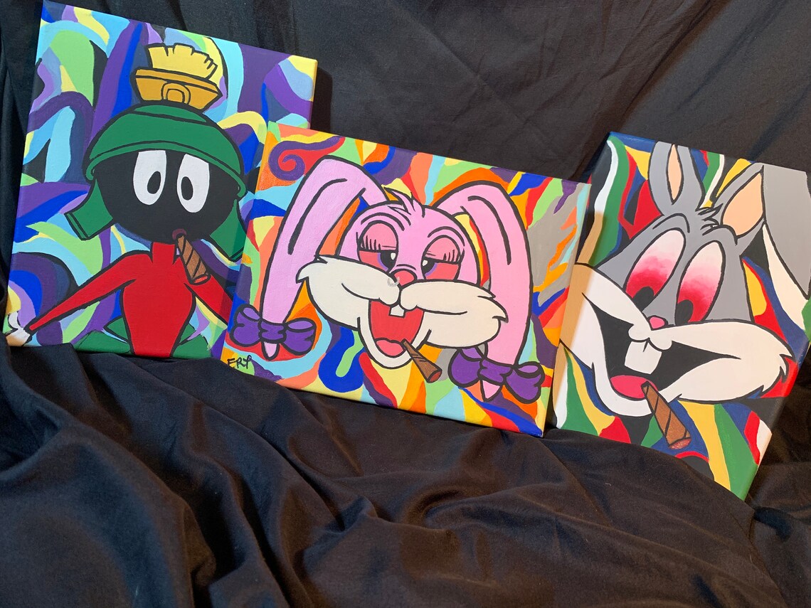 BUGS BUNNY Looney Tunes Painting Trippy Wall Art - Etsy