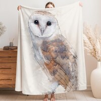 Winter Owl Throw Blanket: Cottagecore Christmas Velveteen Plush - Etsy