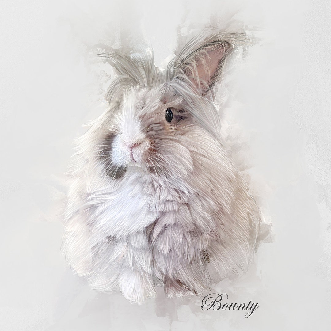 Custom Rabbit Portrait, Pretty Pet Artwork, Rabbit Memorial Canvas ...