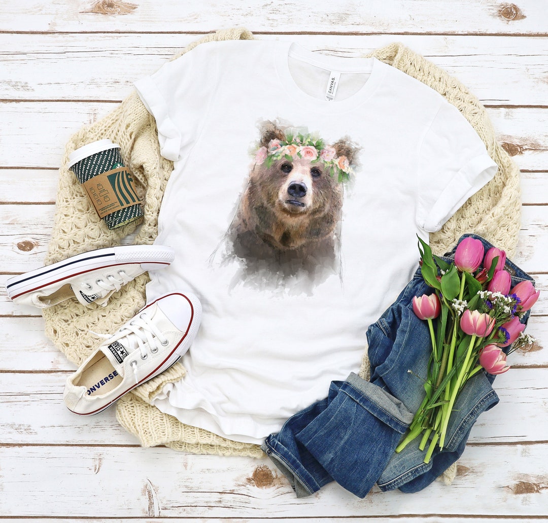 Beautiful Bear T-shirt, Cute Wildlife Shirt, Art Animal Tee, Animal ...