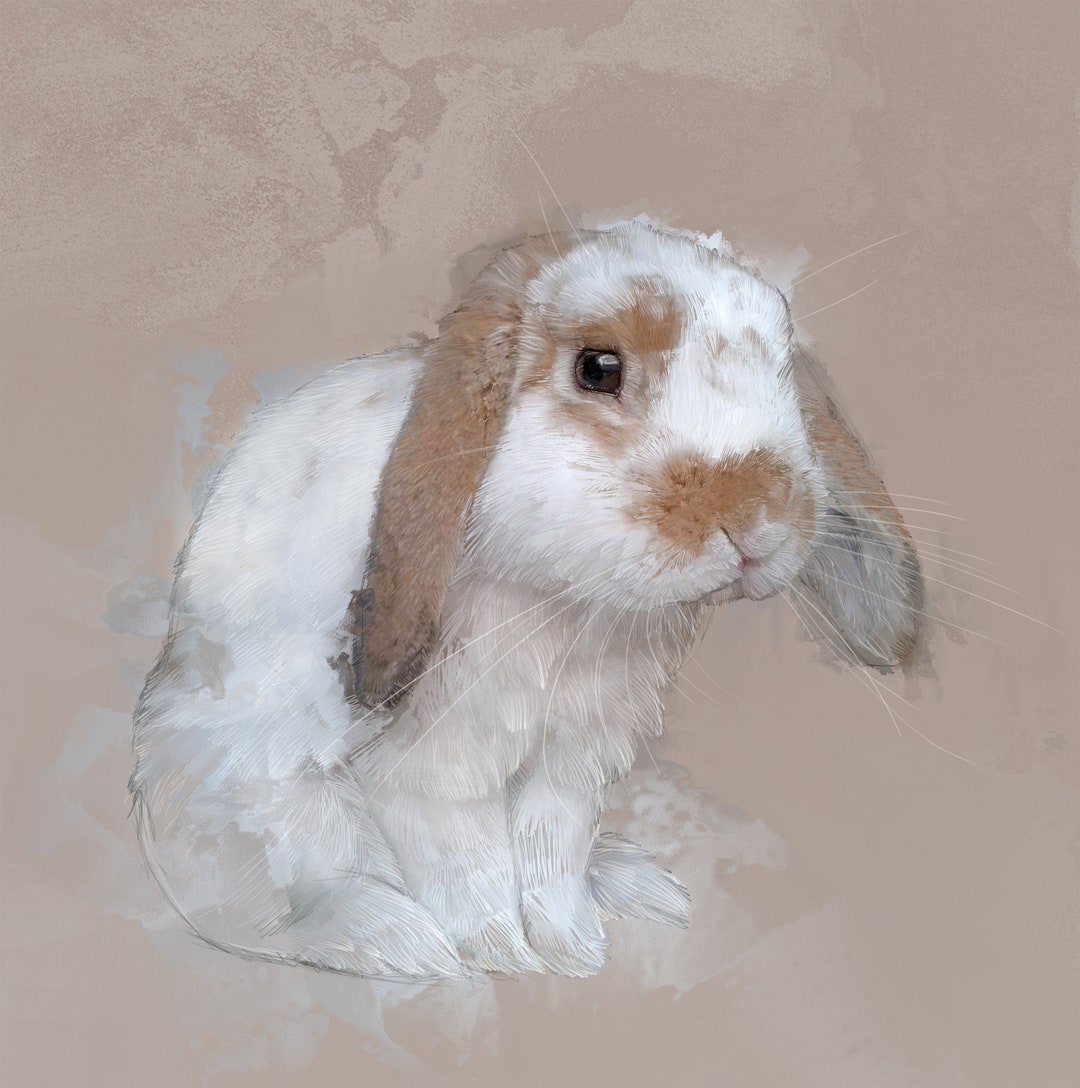 Custom Rabbit Portrait, Pretty Pet Artwork, Rabbit Memorial Canvas ...