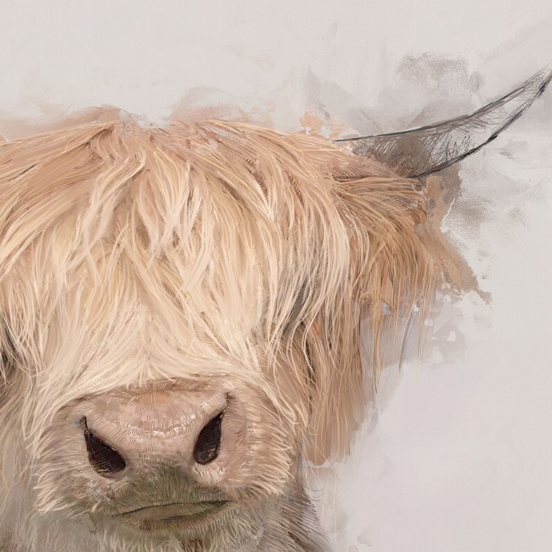 Highland Cow Flower Crown Canvas Artwork No.4 Beautiful Farm - Etsy