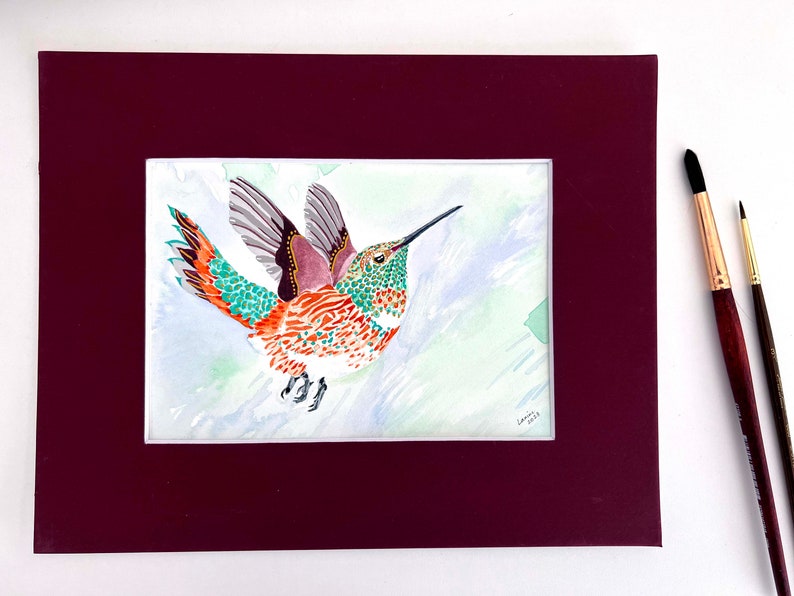 Blinged Hummingbird Original Watercolor Painting Art - Etsy