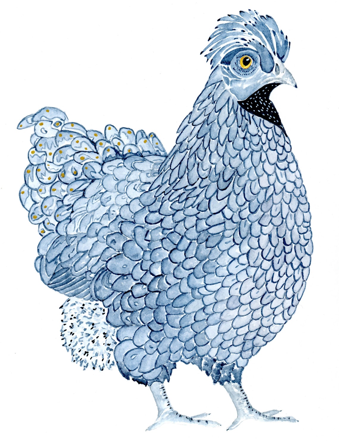 Once in a Blue Moon Hen Original Watercolor Painting Art - Etsy